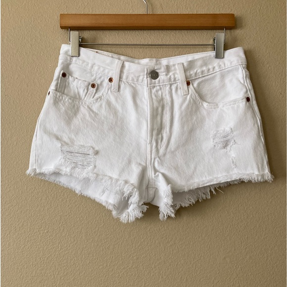 Levi's | Shorts | Levis White Cut Off Distressed Jean Shorts | Poshmark